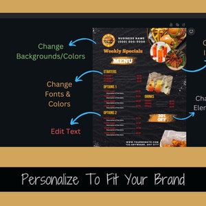 Printable Weekly Specials Flyer Template Editable Menu Flyer Restaurant ...