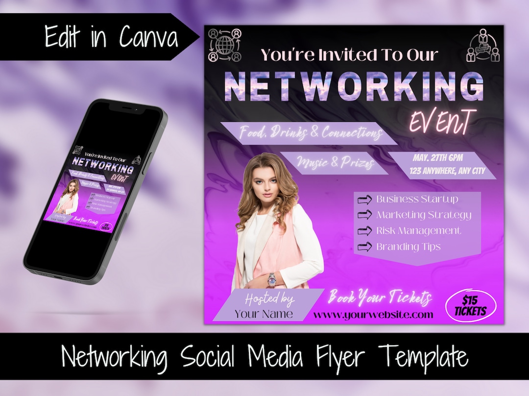 Editable Flyer Template Networking Social Media Post Template Business ...