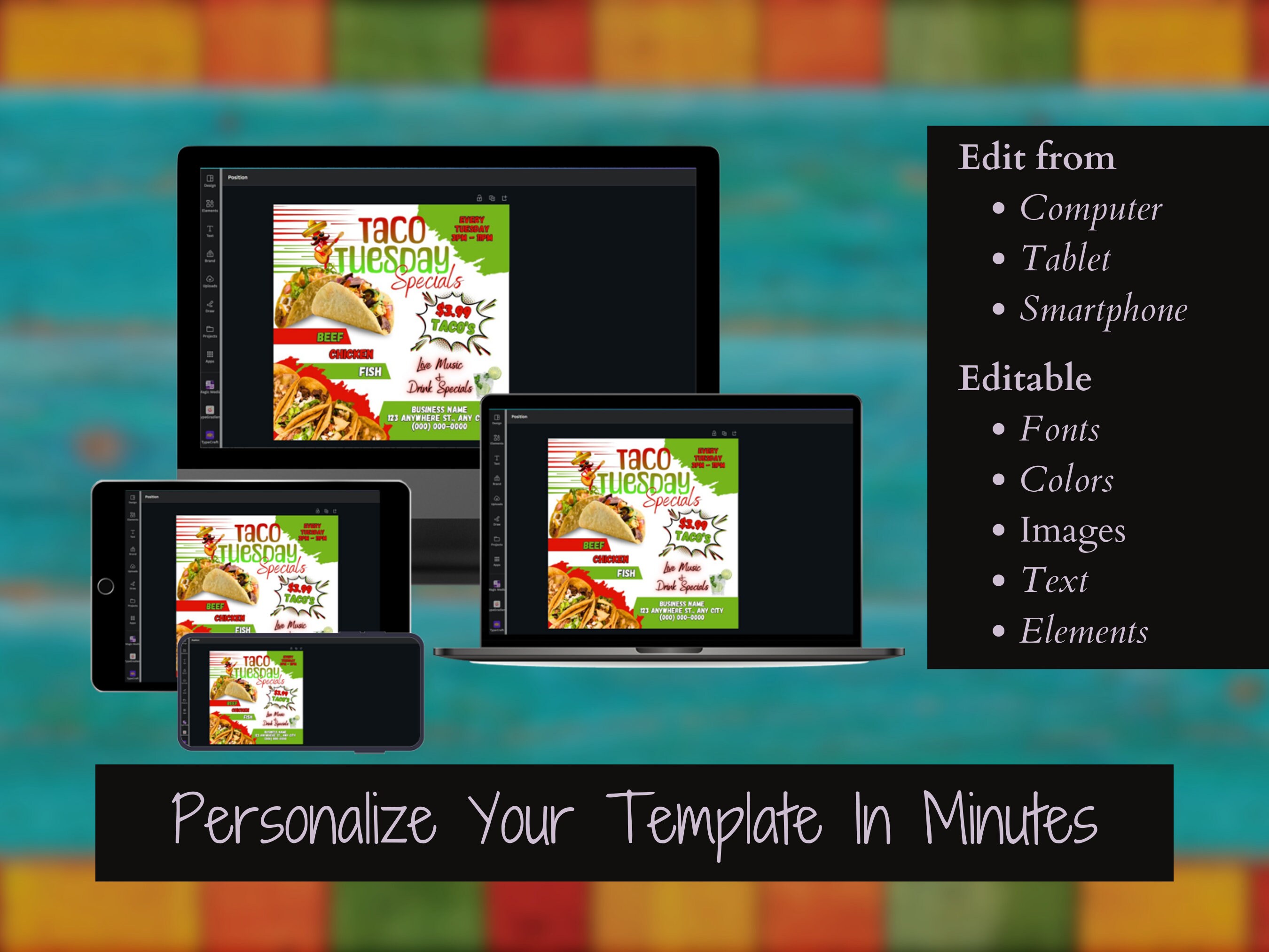 Taco Tuesday Food Specials Social Media Flyer Template Restaurant Food ...