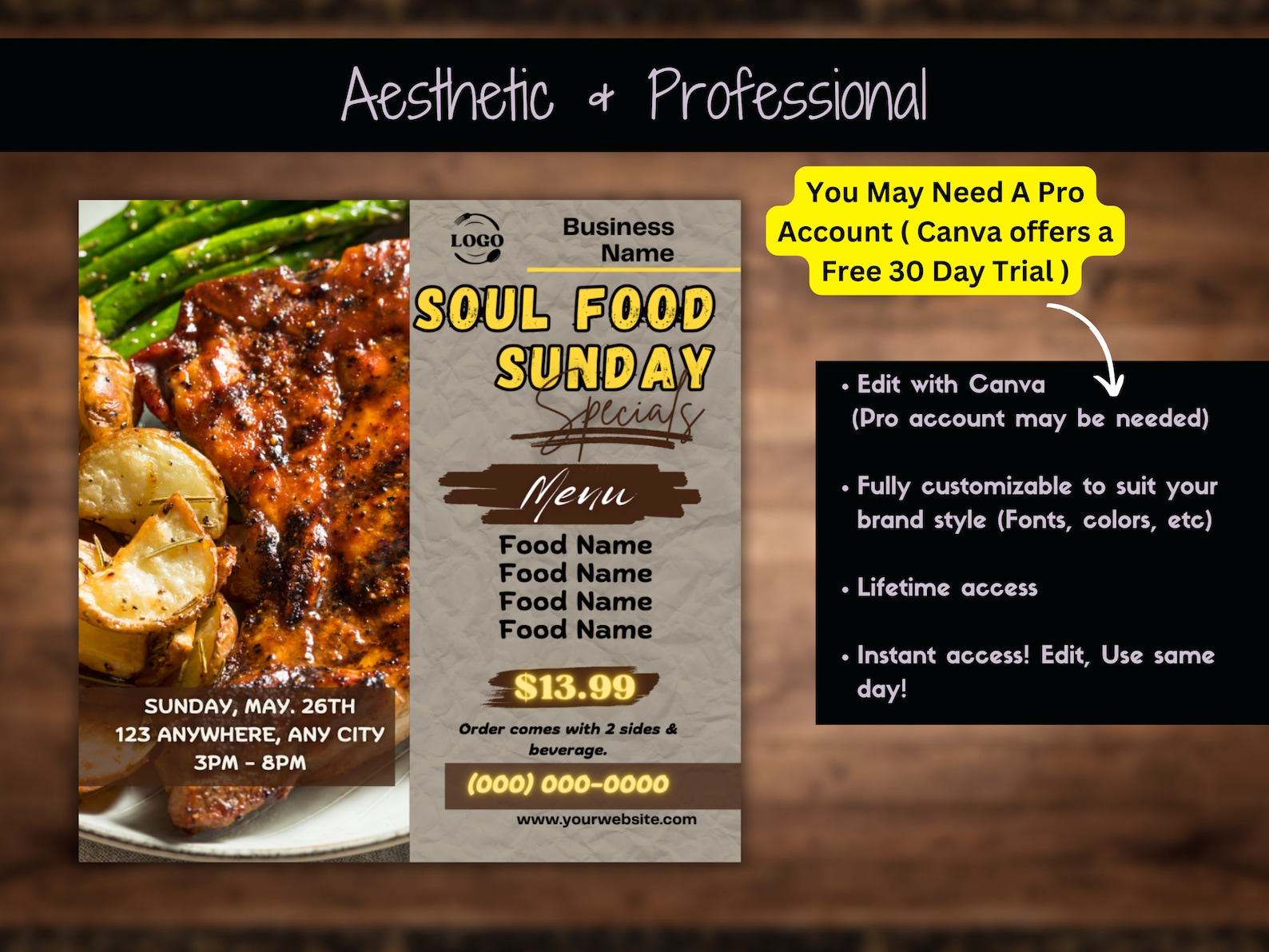 Soul Food Sunday Specials Flyer Template (canva Editable) - Etsy