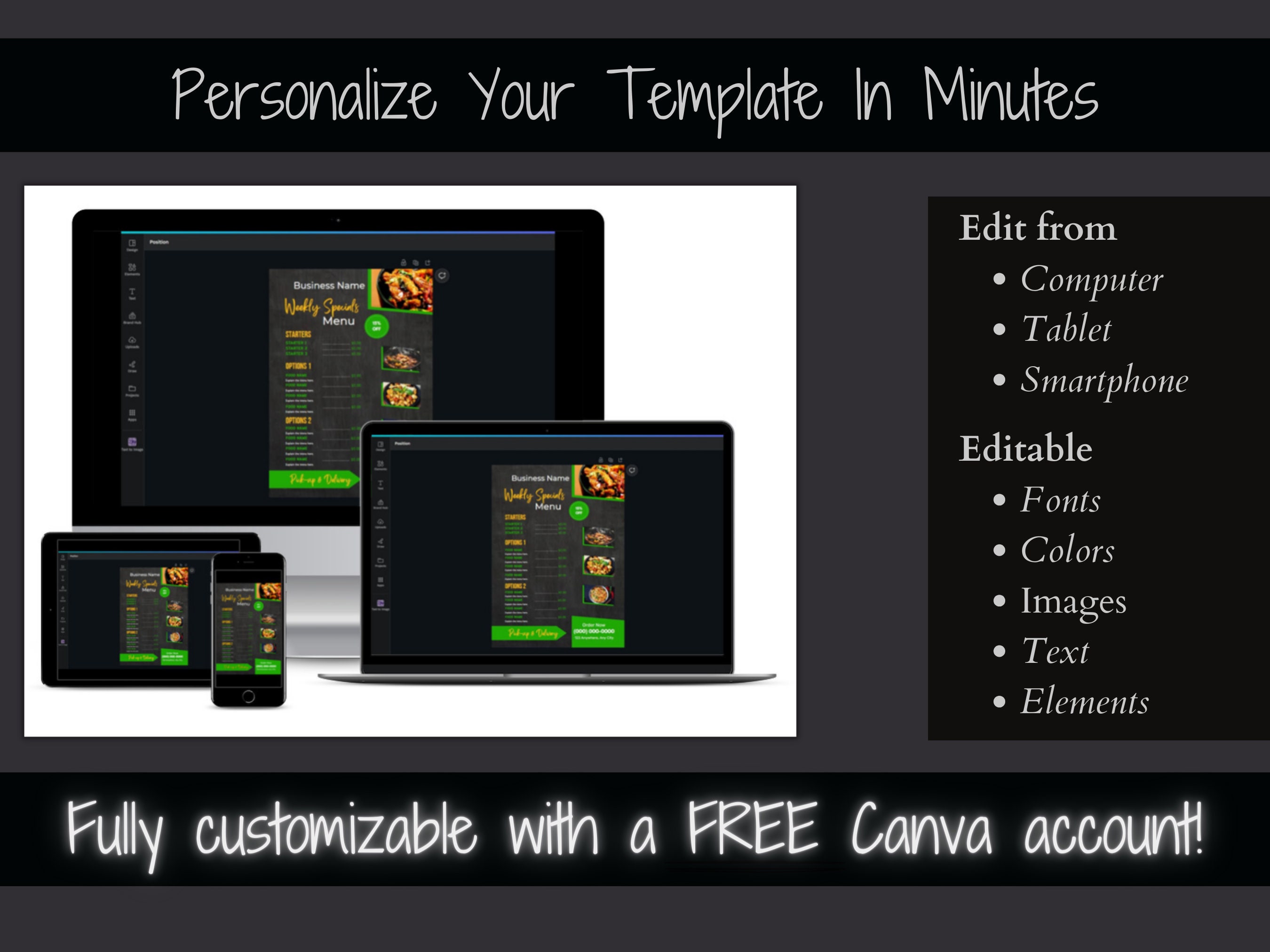 Weekly Specials Menu Editable Flyer Template Food Menu Template for ...