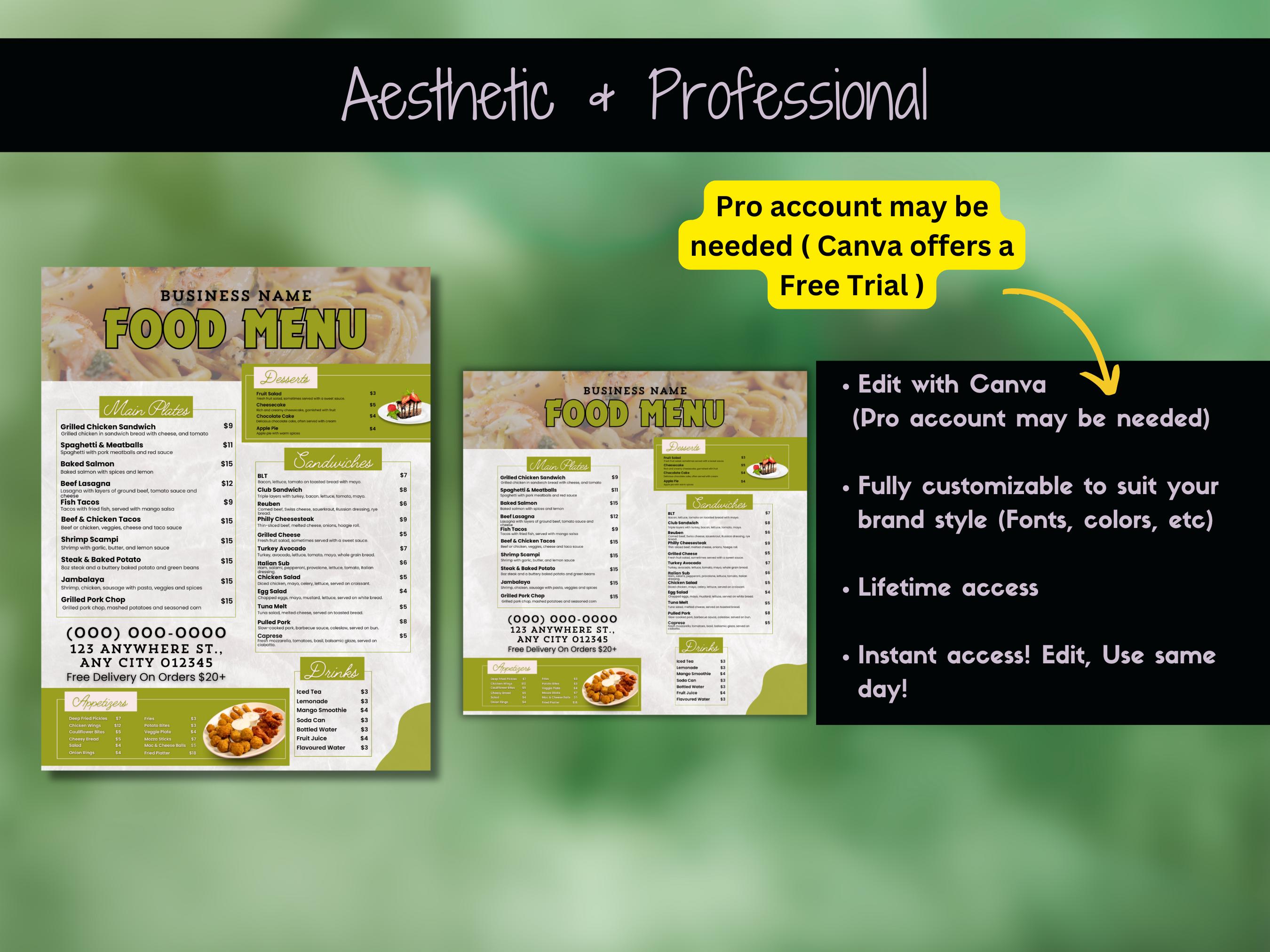 Food Menu Bundle Flyer Templates Social Media Food Specials Flyer Post ...