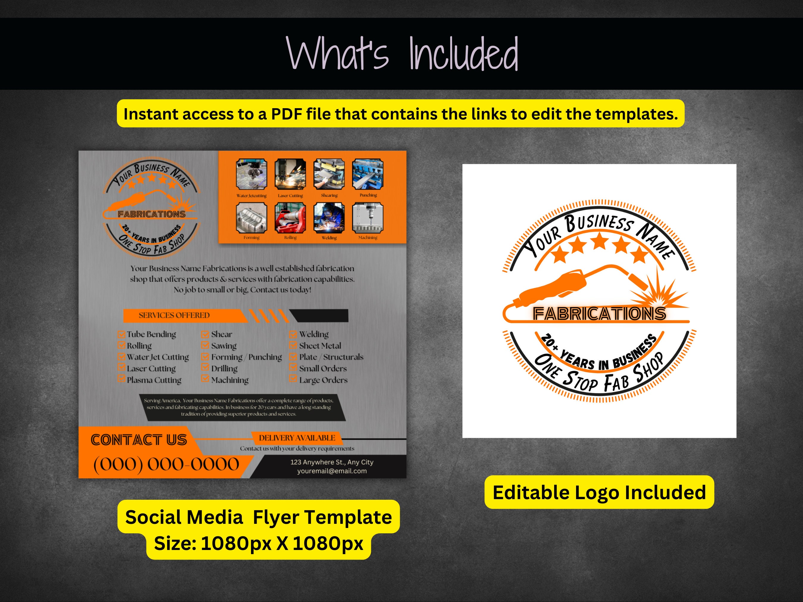 Custom Fabrications Social Media Flyer Template Custom Logo Editable ...