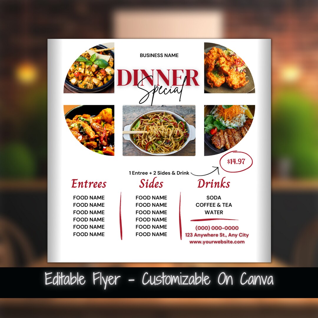 Dinner Specials Marketing Flyer Template Social Media Flyer Weekend ...