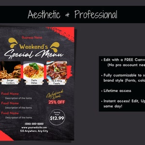 Printable Food Menu Flyer Promotional Weekend Specials Food Flyer ...