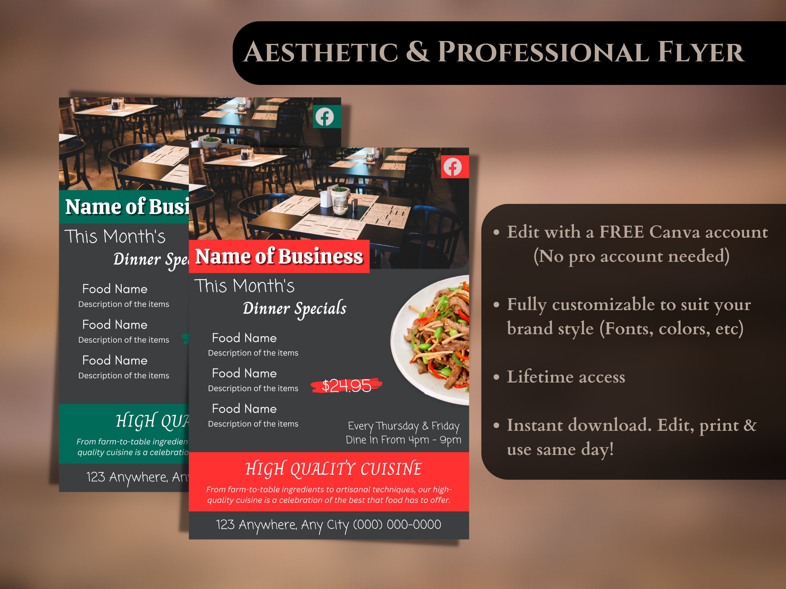 Printable Flyer Template Event Special Sale Template for Restaurant ...