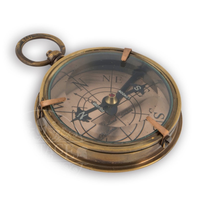 Royal Brass Compass With Beveled Glass - Mango Wood Box - Etsy