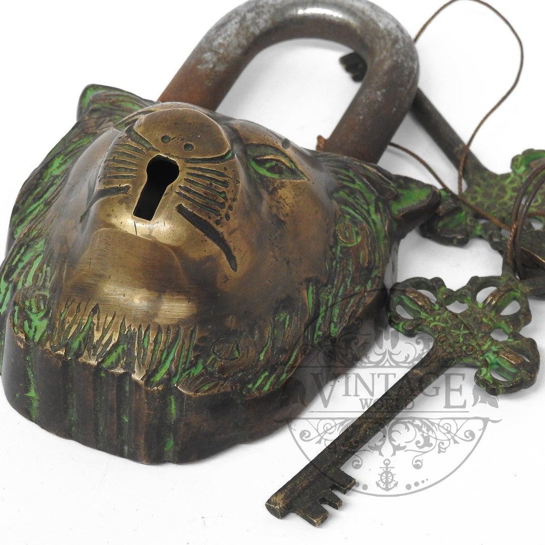 Antique Brass Lion Padlock Functional Lock & Key Padlock - Etsy Australia
