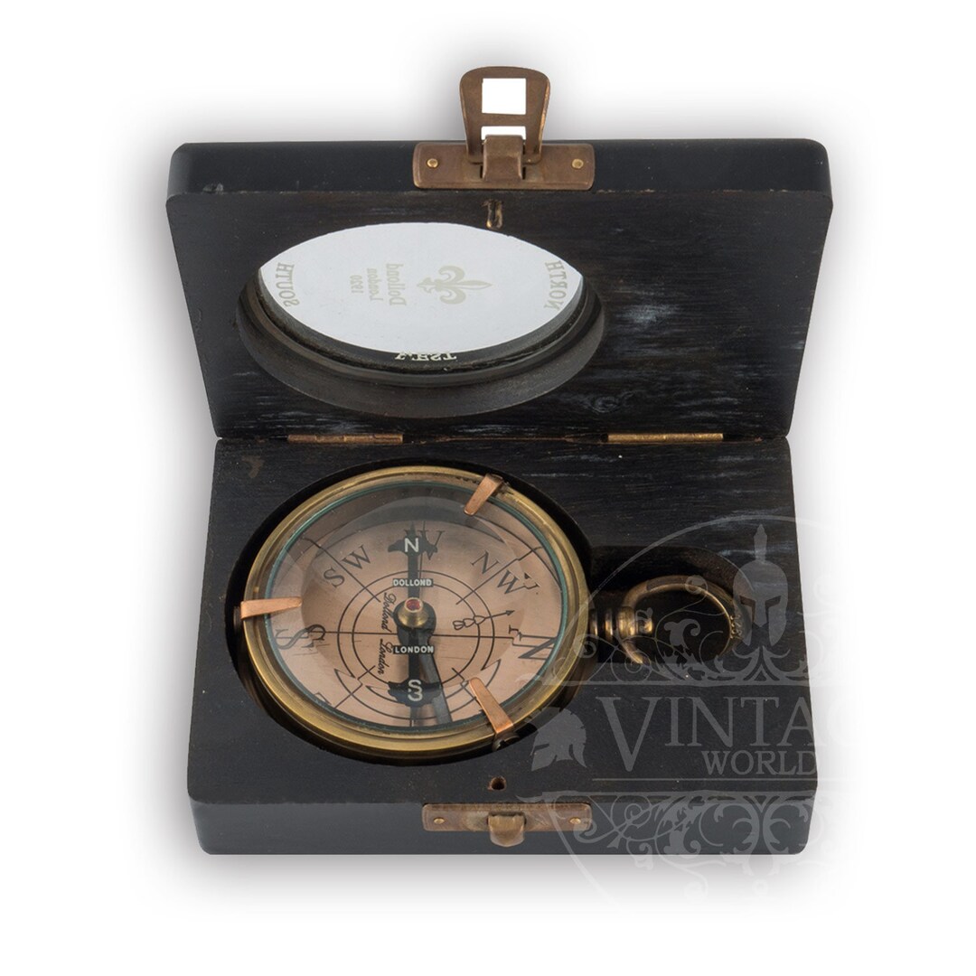 Royal Brass Compass With Beveled Glass - Mango Wood Box - Etsy