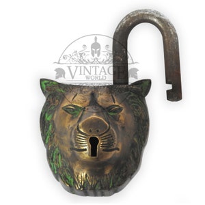 Antique Brass Lion Padlock Functional Lock & Key Padlock - Etsy Australia