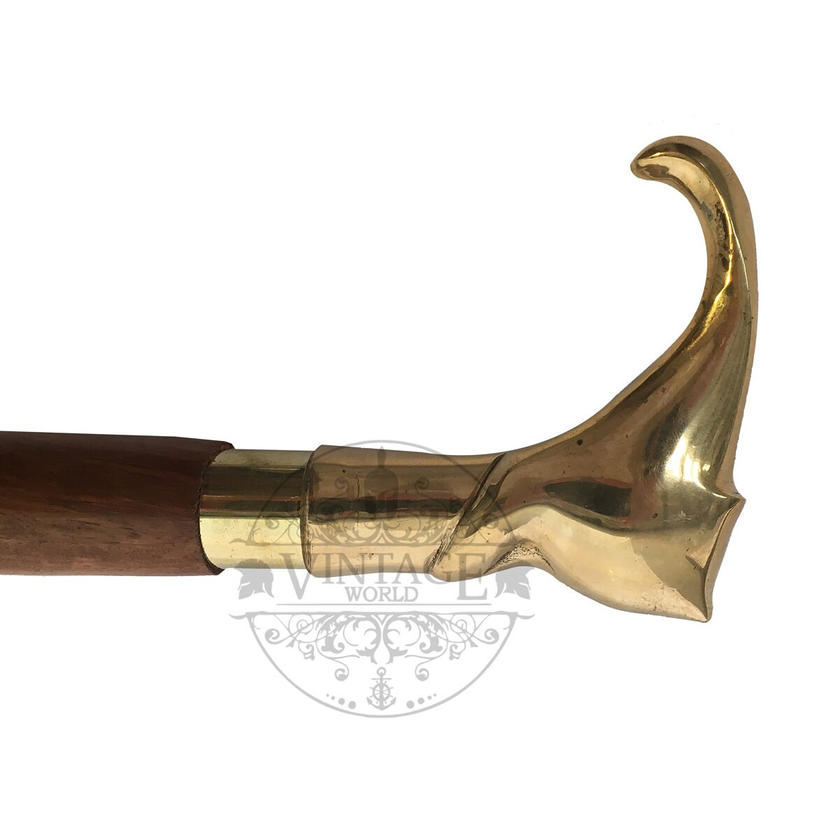 Cat Handle Walking Stick - Brass & Wood - Etsy