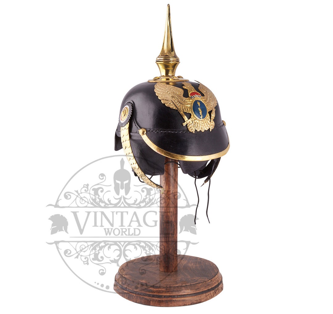 WWI Prussian Pickelhaube Spike Helmet | Full Head Size | Can Be Worn on ...