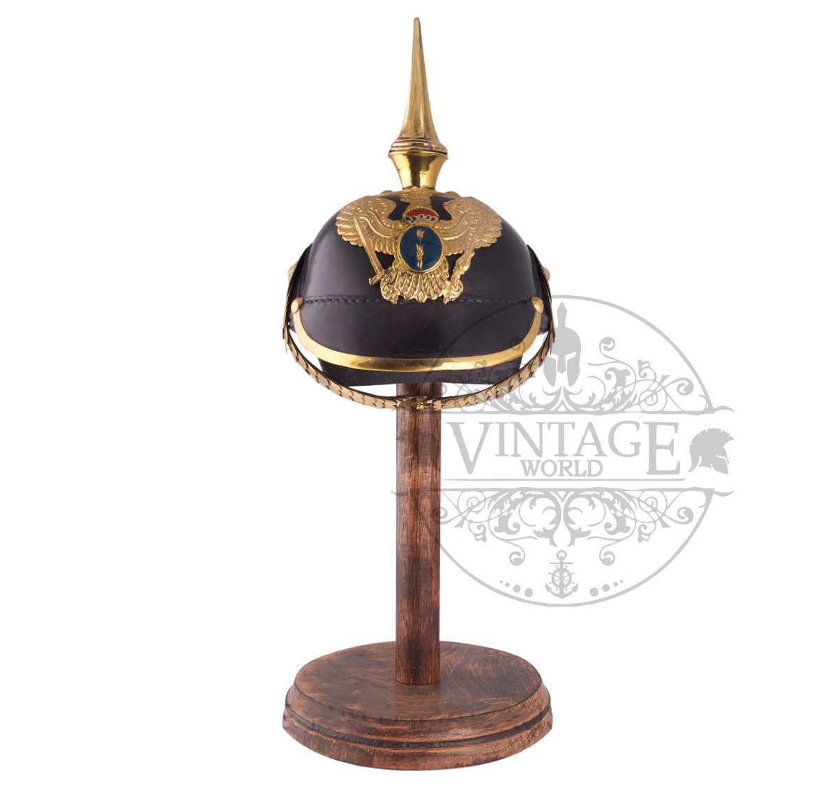 WWI Prussian Pickelhaube Spike Helmet | Full Head Size | Can Be Worn on ...