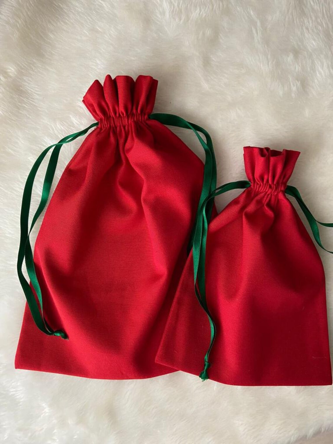 Christmas Gift Bag , Handsewn Xmas Drawstring Present Bag, Handmade ...