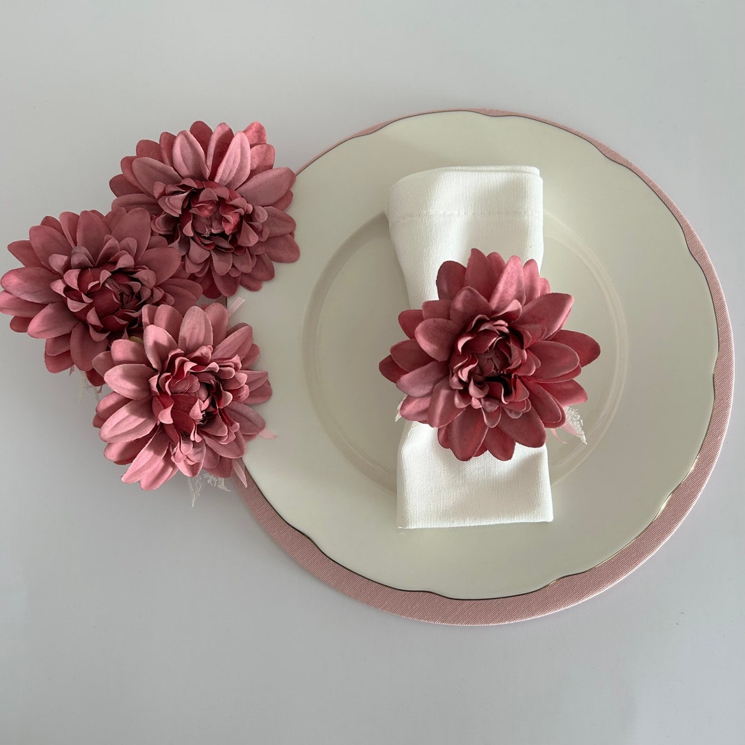 Pastel Pink Flower Napkin Rings , Christmas Napkin Holders, Holiday ...