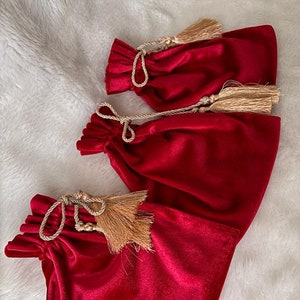 Handmade Christmas Red Velvet Gift Bag: Gold Cord Drawstring - Etsy