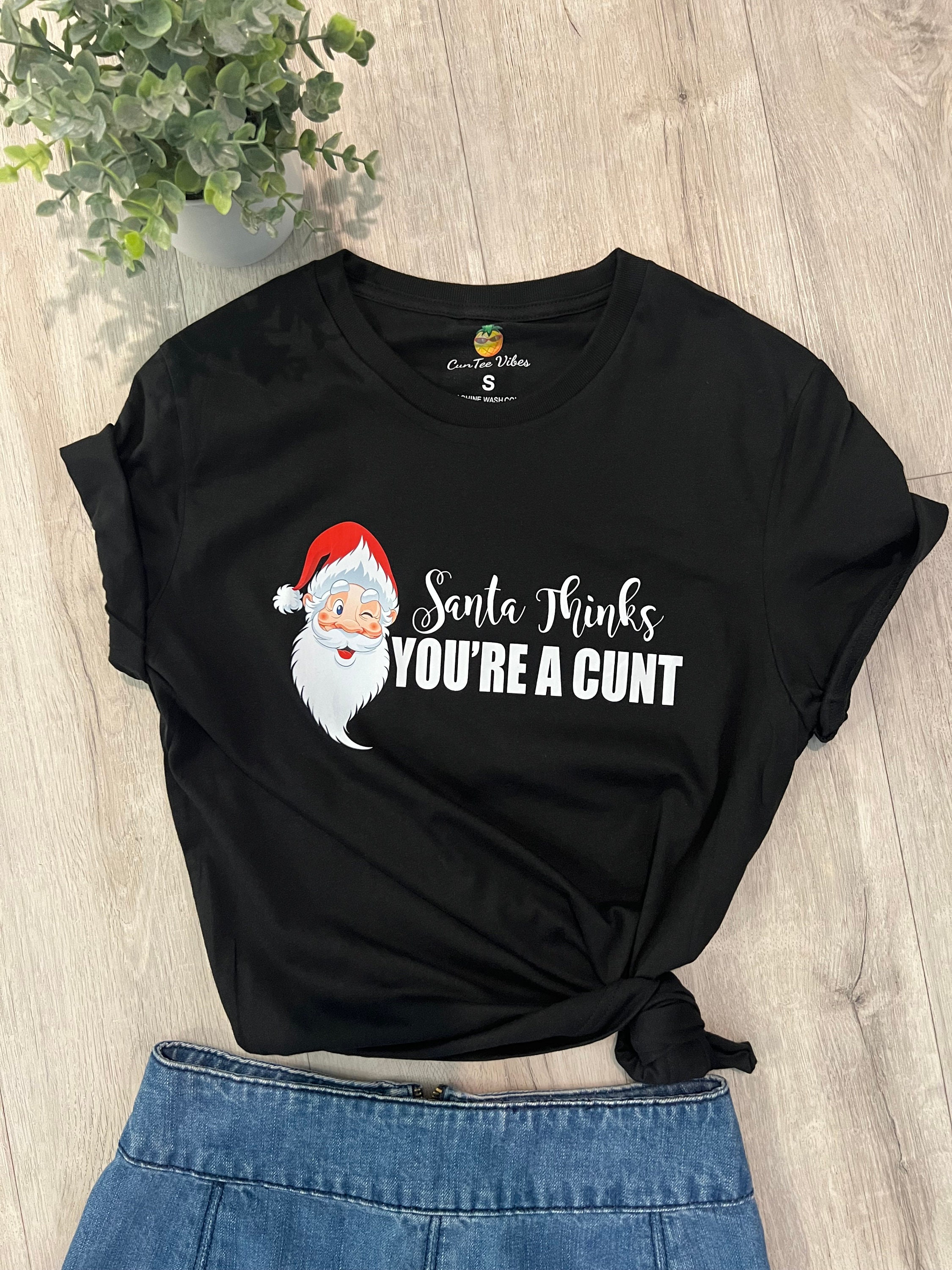 Unisex Santa Thinks Youre a Cunt T-shirt, Cnt Shirt, Funny Christmas T ...