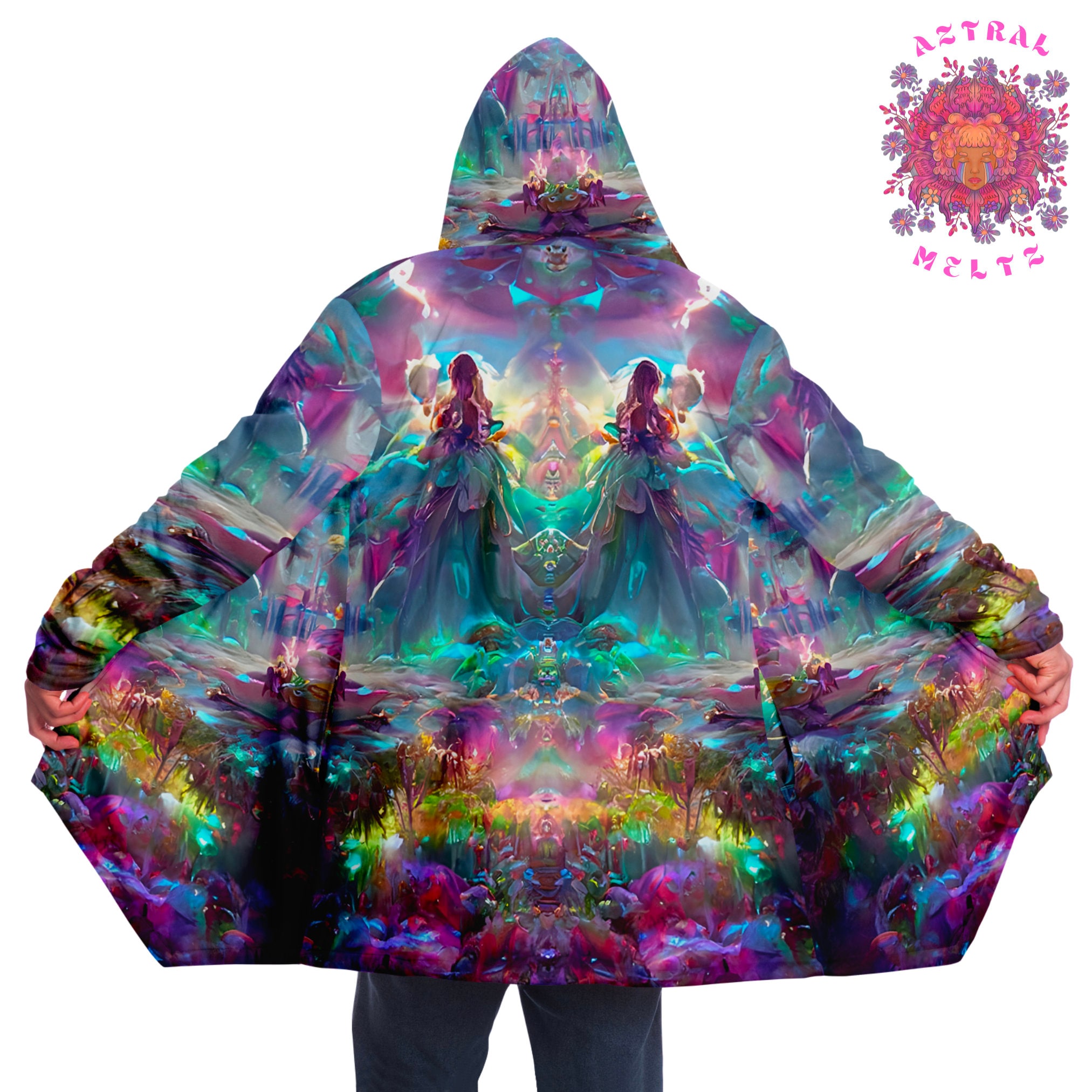 Fairycore Hooded Cloak Psychedelic Jacket With a Hoodie - Etsy