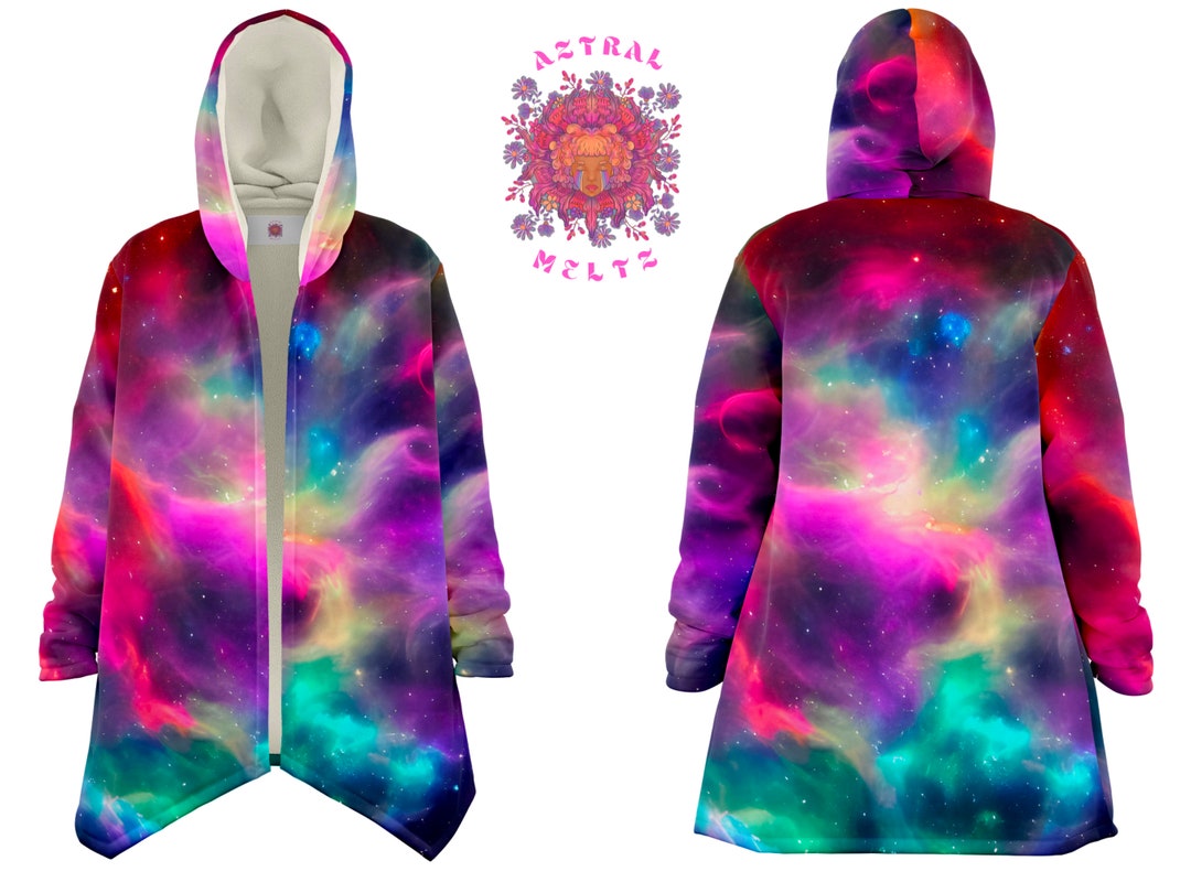 Galaxy Hooded Cloak With Pockets, Celestial Hoodie, Psychedelic Dream ...