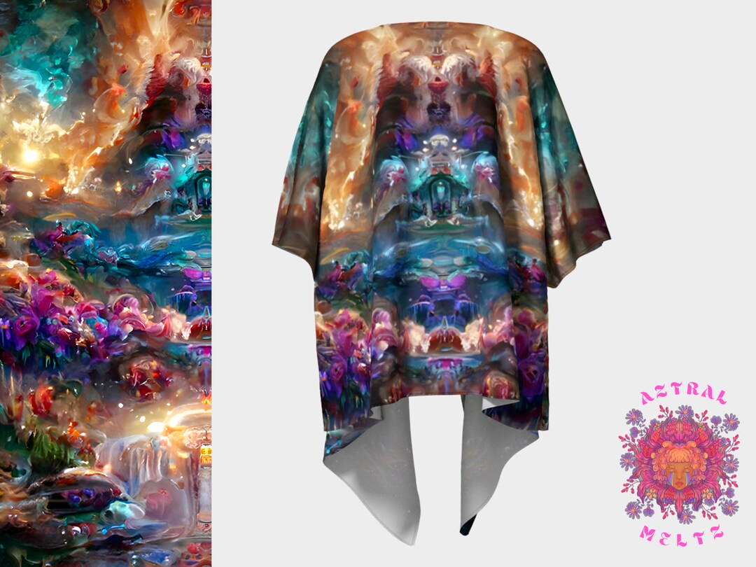 Shaman Kimono Jacket, Psychedelic Kimono, Festival Outfit, Psychedelic ...