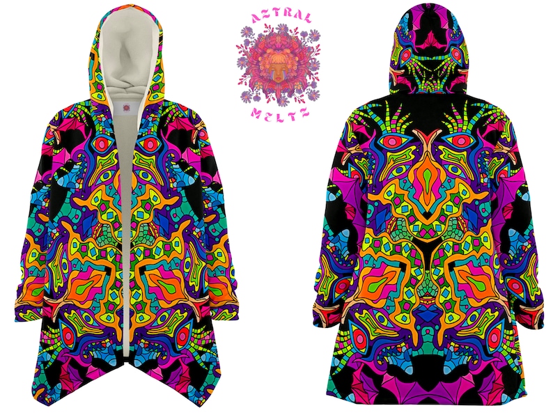 DMT Trippy Hooded Cloak, Colorful Rave Jacket, Psychedelic Dream Cloak ...
