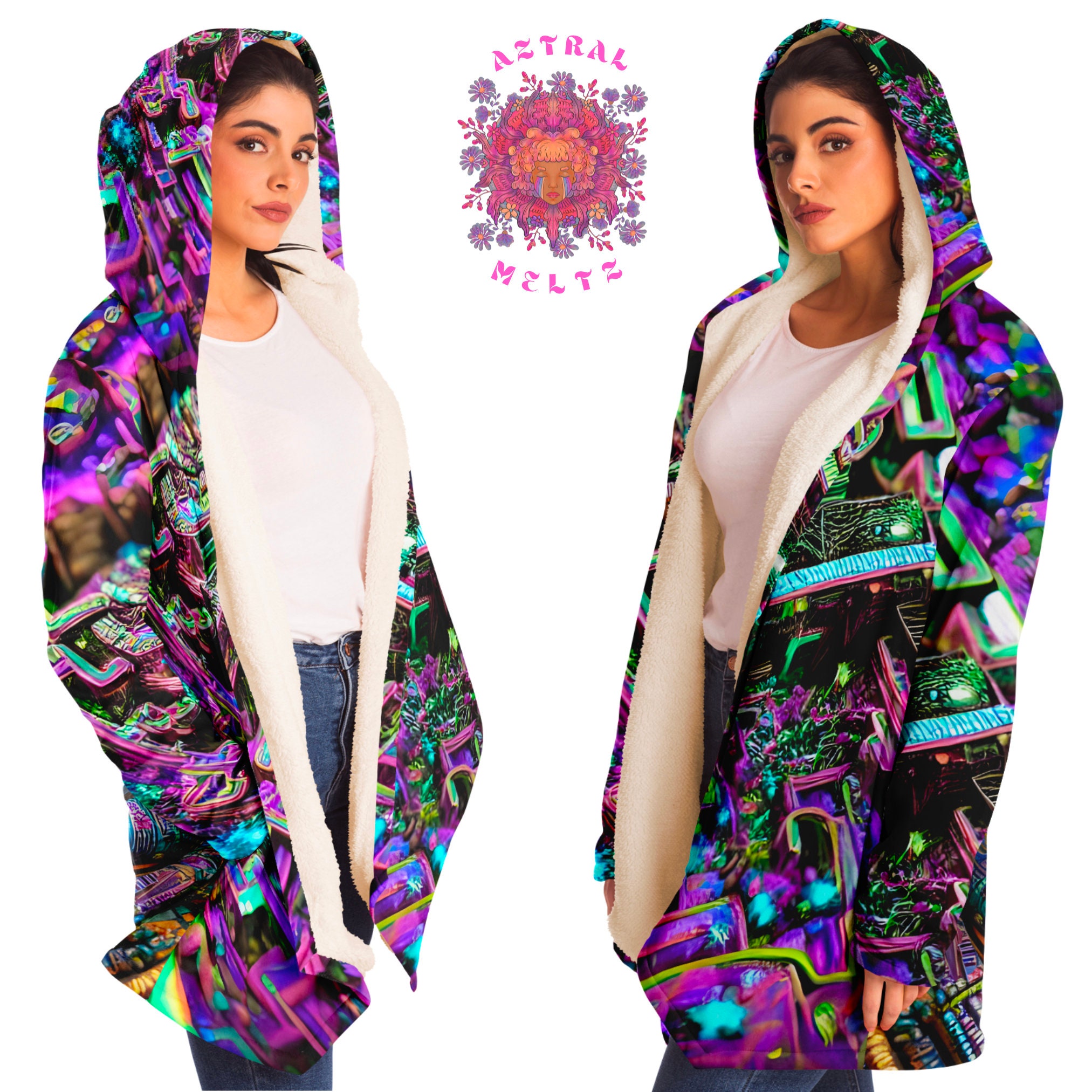 Mayan Warrior Rave Cloak Psychedelic Hooded Cloak With - Etsy
