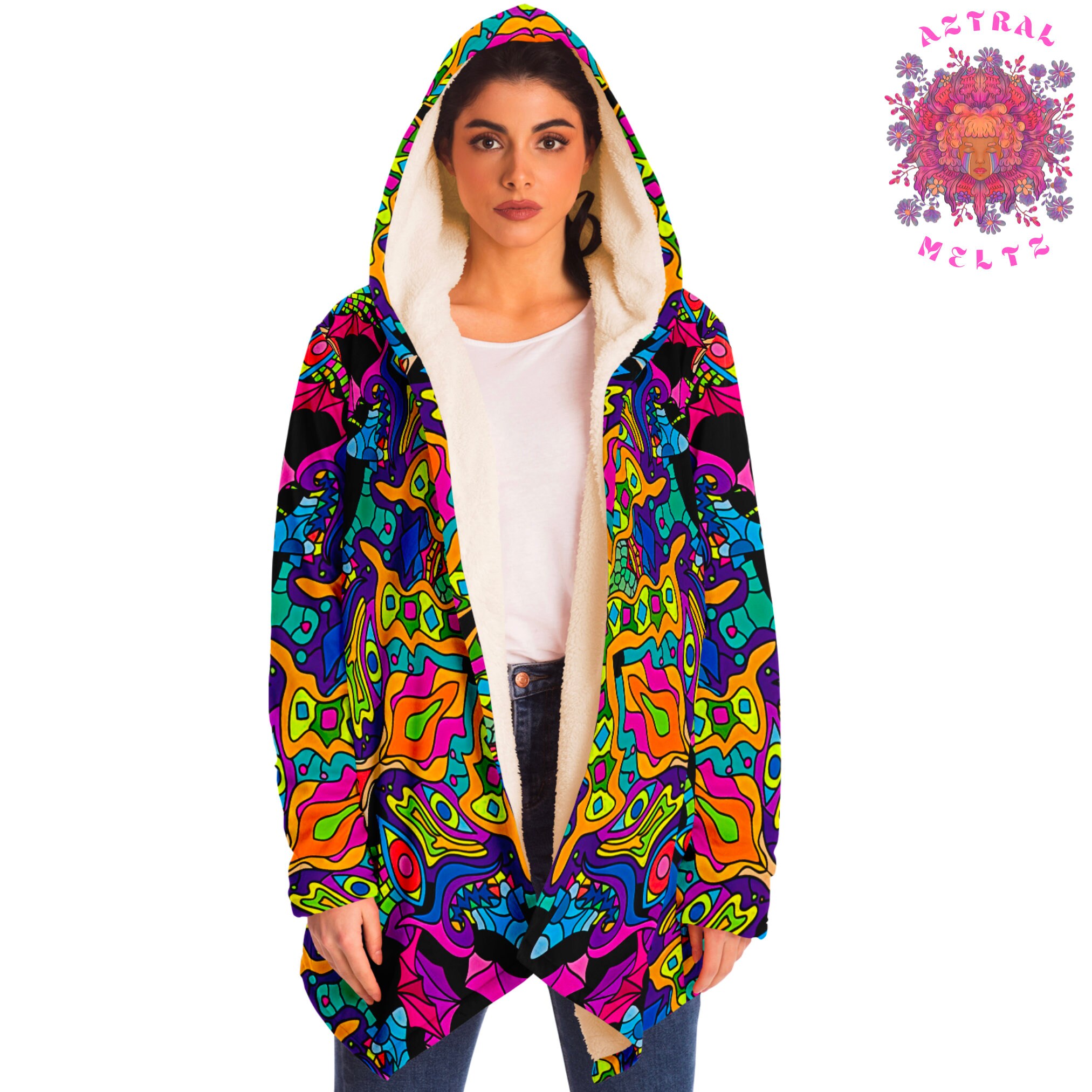 DMT Trippy Hooded Cloak, Colorful Rave Jacket, Psychedelic Dream Cloak ...