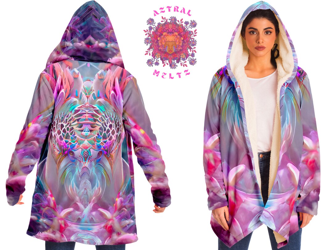 Pastel Hooded Cloak for Women and Men, Unisex Psychedelic Jacket ...