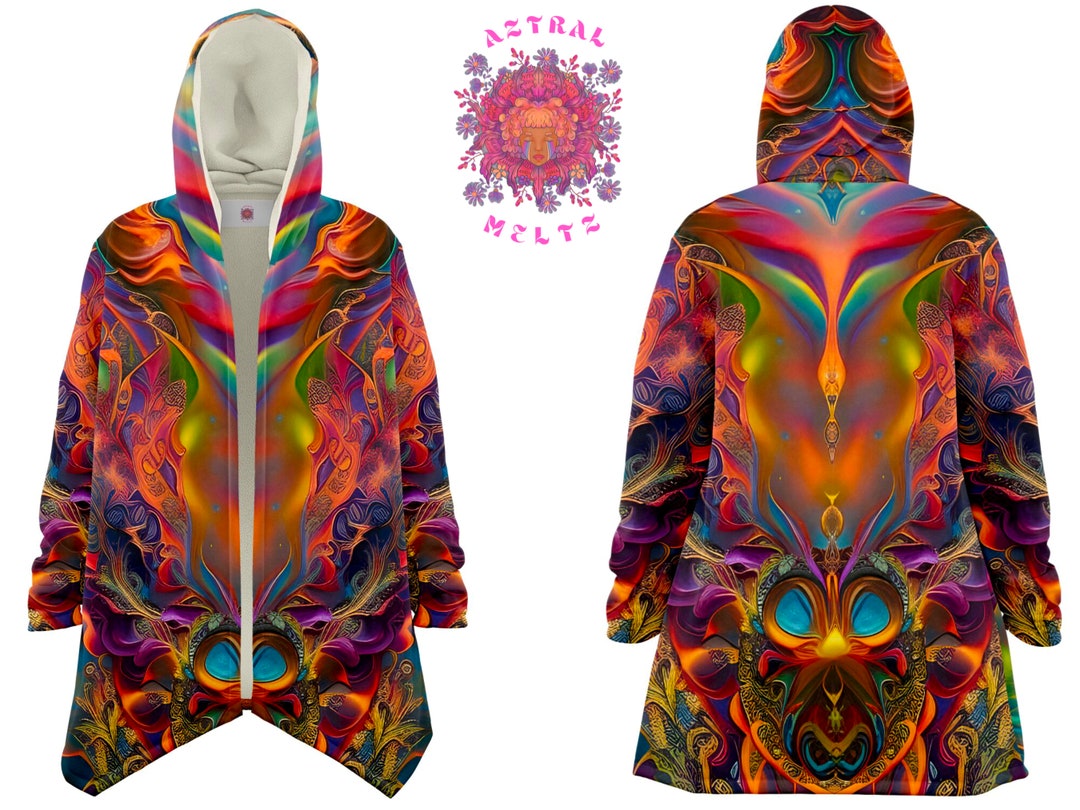 Trippy Velveteen Jacket, Psychedelic Rave Cloak, Boho Festival Coat ...
