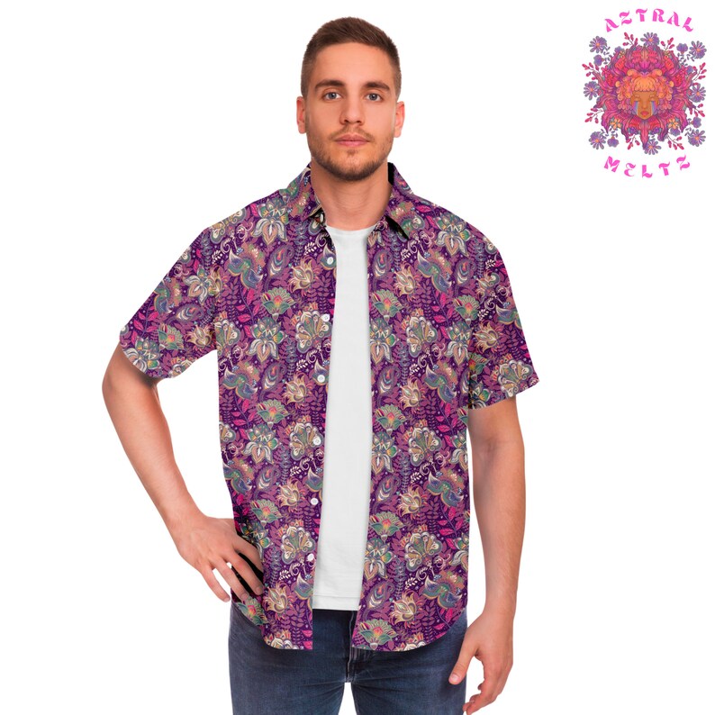Trippy Floral Aloha Shirt Hippie Psychedelic Shirt for Men - Etsy