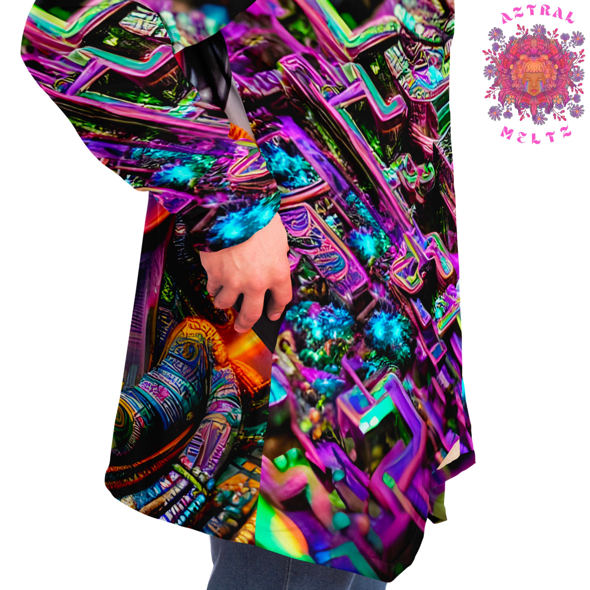 Mayan Warrior Rave Cloak Psychedelic Hooded Cloak With - Etsy
