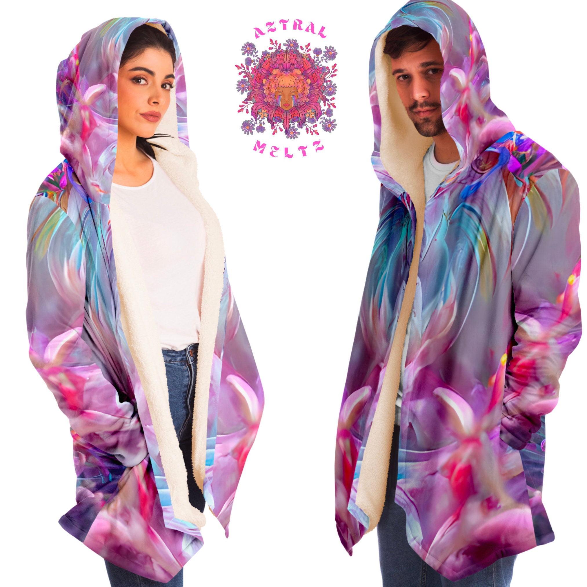 Pastel Hooded Cloak for Women and Men, Unisex Psychedelic Jacket ...