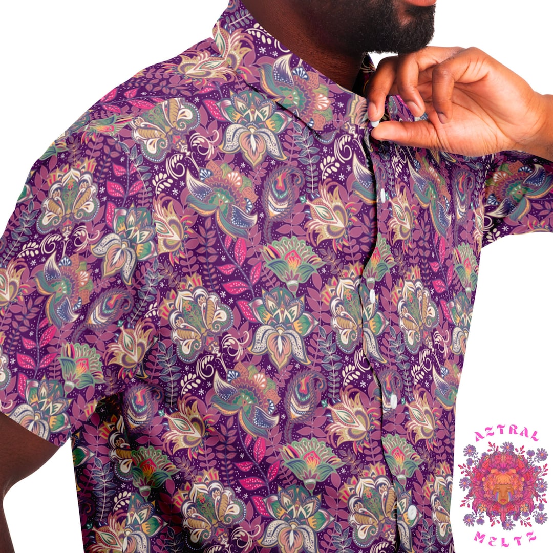 Trippy Floral Aloha Shirt, Hippie Psychedelic Shirt for Men, Pink Retro ...