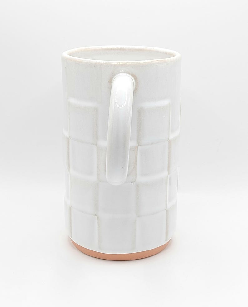 Embossed Squares Texture Coffee Tea Mug 16 Oz Ceramic White, Artisanal ...