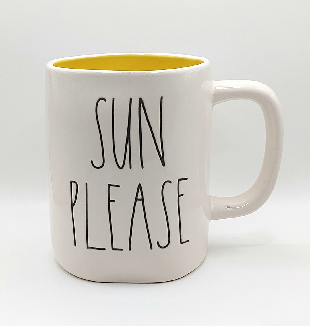 Rae Dunn SUN PLEASE Coffee Tea Mug Cup 18 Oz Ceramic White Glossy ...