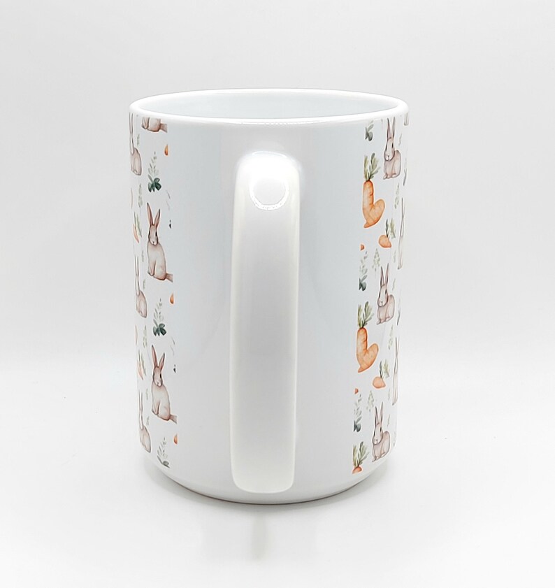 Cute Bunny & Carrots Coffee Tea Mug Cup, 15 Oz Ceramic Mug, Happy Bunny ...
