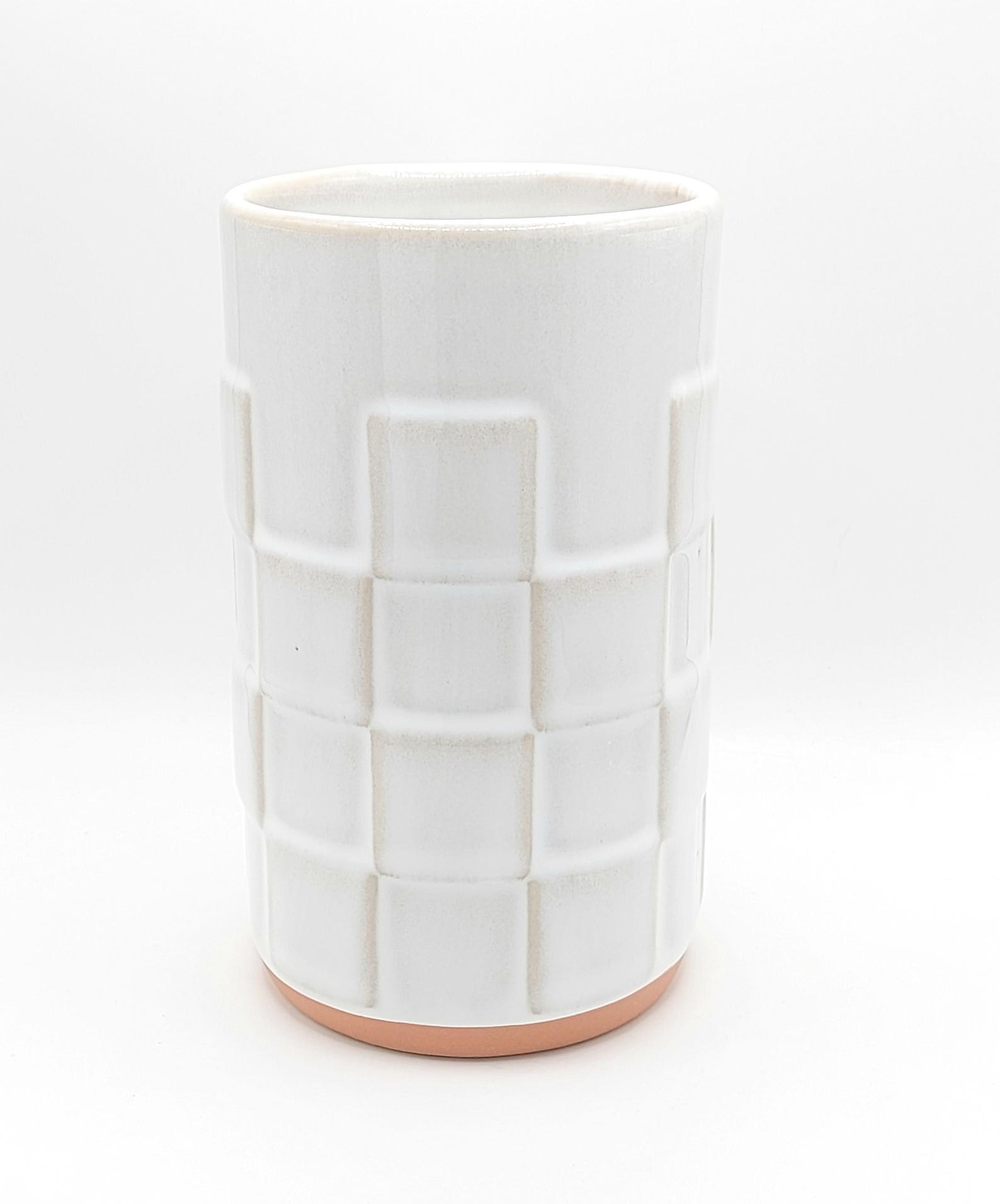 Embossed Squares Texture Coffee Tea Mug 16 Oz Ceramic White, Artisanal ...