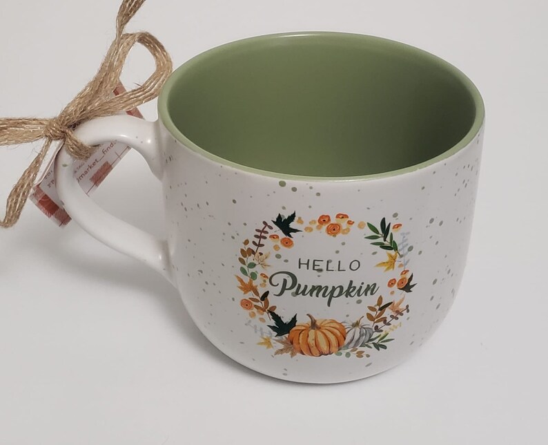 HELLO PUMPKIN Coffee Tea Mug Cup by Market Finds 16 Oz White - Etsy