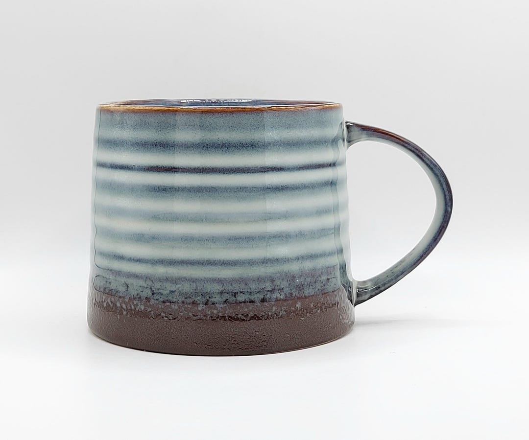 Artisanal Fire Glazed Blue & Rustic Matte Brown Coffee Tea Mug Cup 16 ...