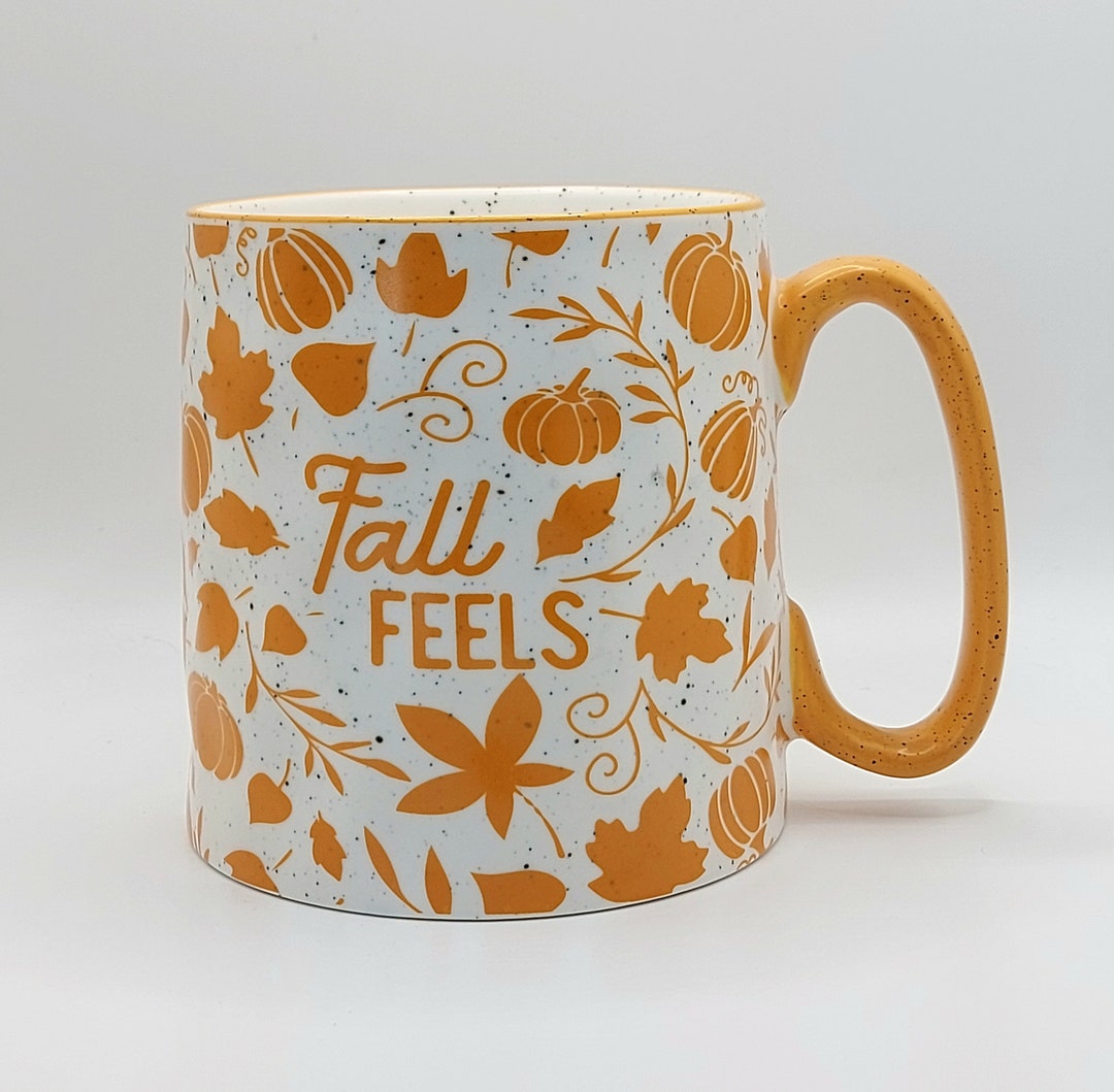Fall Feels Coffee Tea Mug Cup 14 Oz Ceramic Orange Tones, Autumn Vibes ...