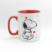 Peanuts Cute Snoopy Mug Cup 16 Oz Ceramic White & Dotted Red ...