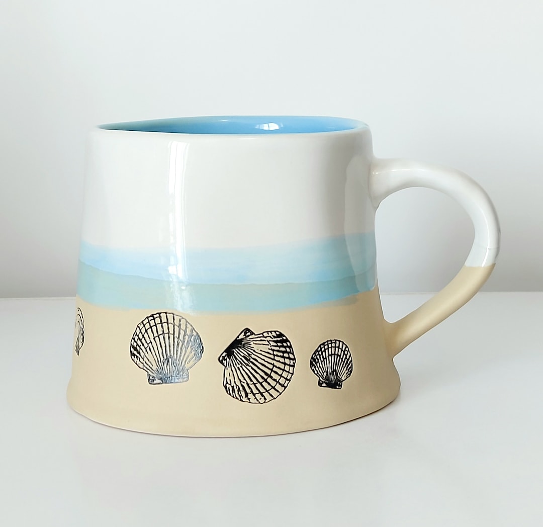 SEASHELLS Coffee Tea Mug Cup 20 Oz Hand-painted Ceramic by Spectrum ...