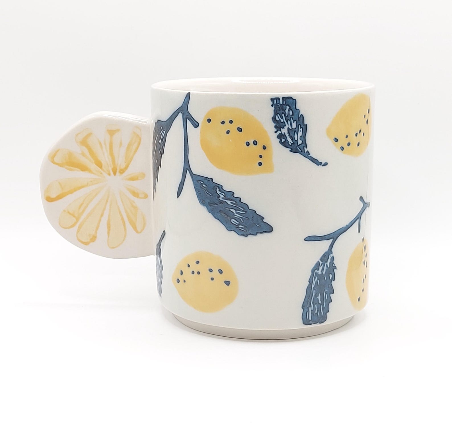 Hand-painted Lemon Tree Coffee Mug 14 Oz Ceramic, Aesthetic Fruity Tea ...