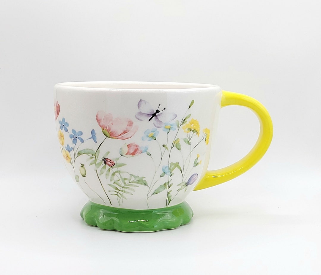Watercolor Spring Garden Coffee Tea Mug Cup 15 Oz Ceramic, Floral Cup ...