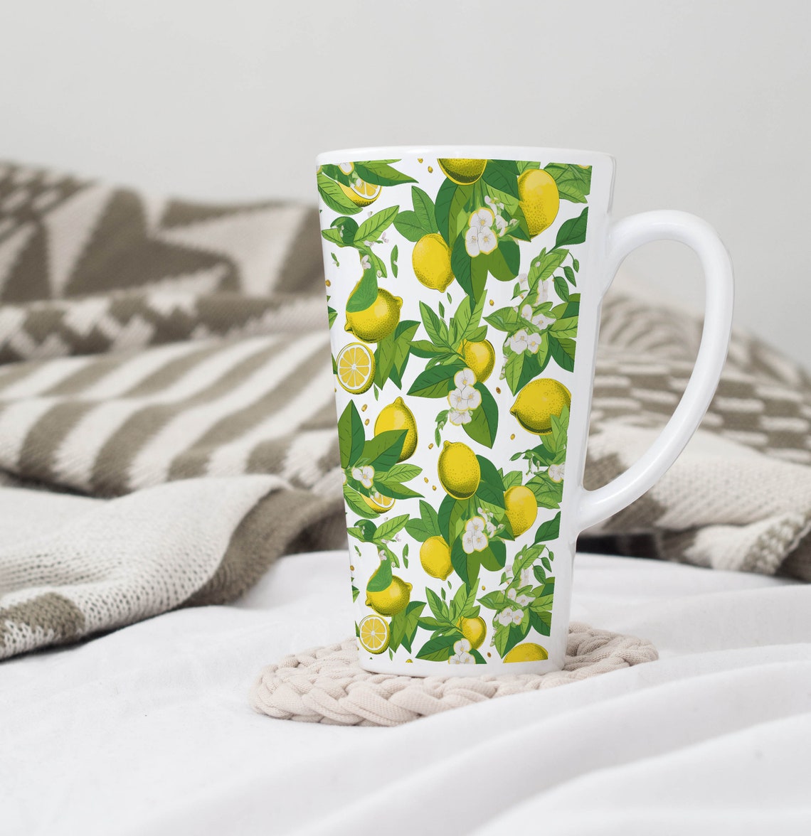 Lemon Tree Coffee Tea Latte Mug Cup 17 Oz Ceramic, Colorful Mug, Summer ...