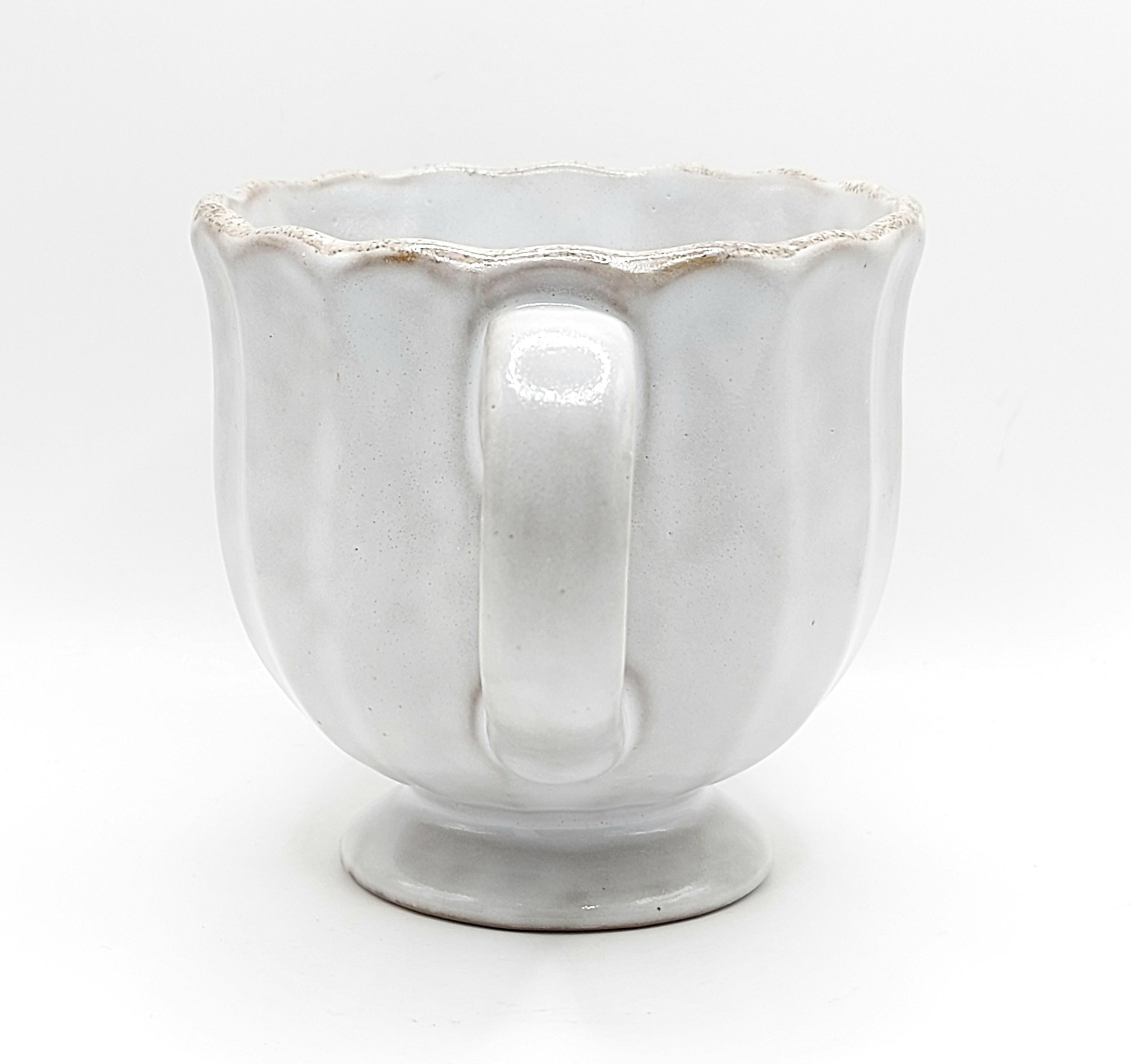 Delicate Footed Coffee Mug, Artisan Stoneware 12 Oz Glaze Cup, Soft ...