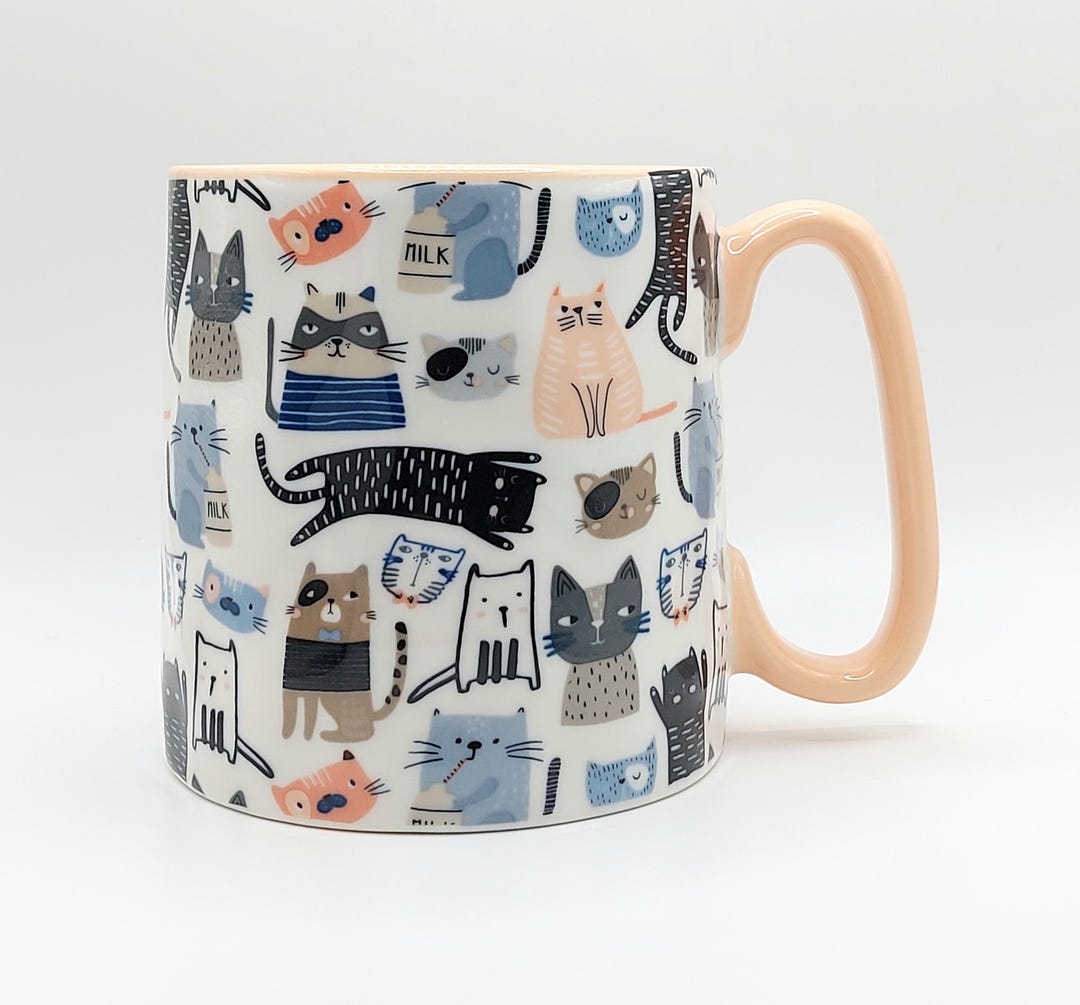 Funny Cats Coffee Tea Mug Cup, 14 Oz Ceramic Jug, Fun Kitties Mug, Cat ...