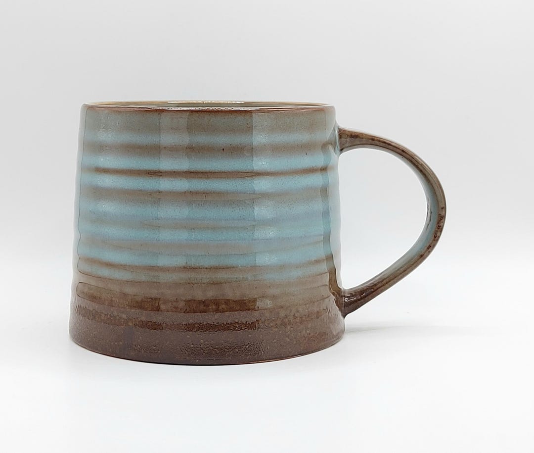 Artisanal Fire Glazed Turquoise & Rustic Matte Brown Coffee Tea Mug Cup ...