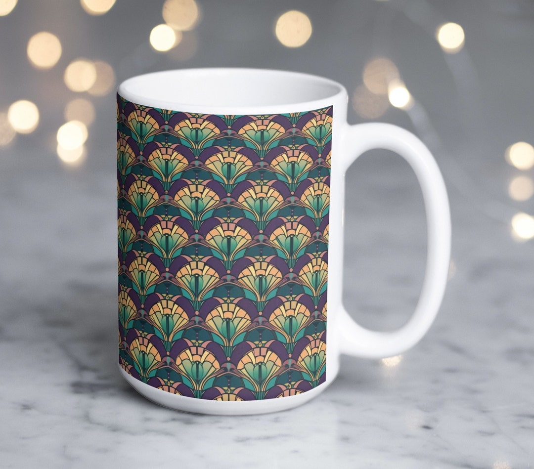 Art Deco Pattern Coffee Tea Mug Cup 15 Oz Colorful Illustration by Mugzan NEW - Etsy