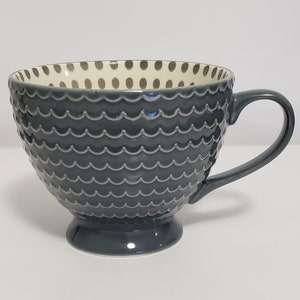 Footed Ceramic Mug Cup Coffee Tea Gray Pattern 14 Oz Signature - Etsy